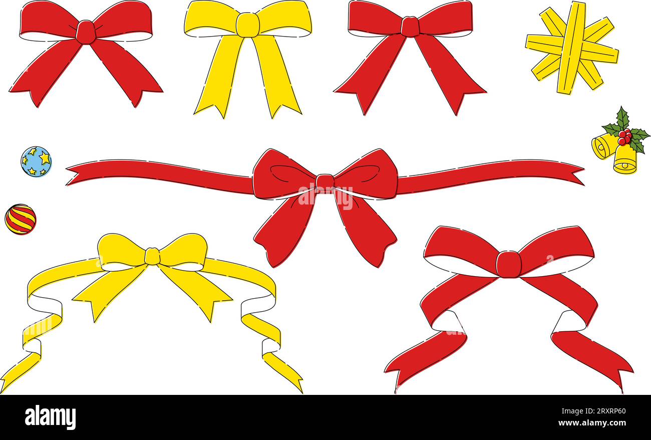 Simple and cute ribbon set (red and yellow), Vector Illustration Stock ...