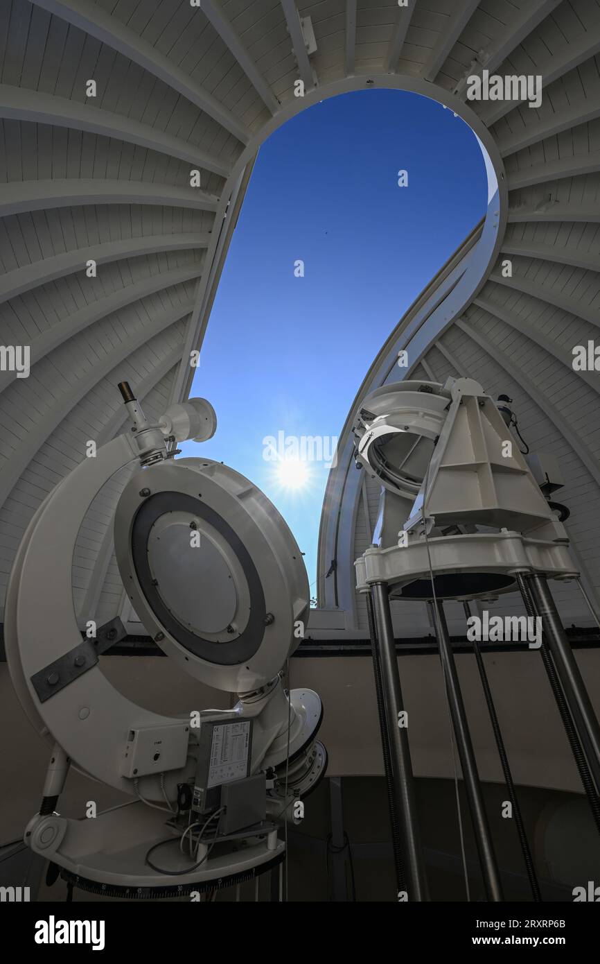 Potsdam, Germany. 26th Sep, 2023. The opened dome of the Einstein Tower ...