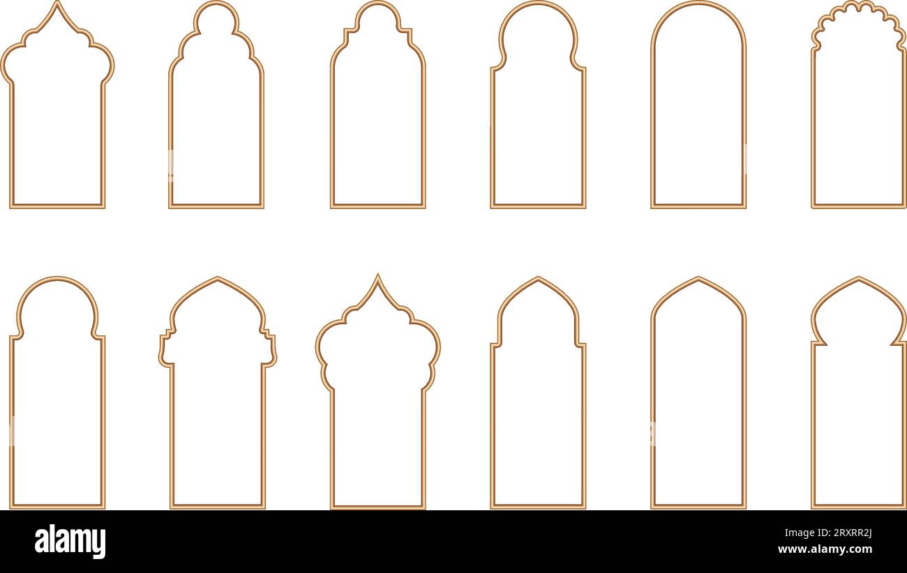 Gold islamic window shape. Arabic door frame. Islamic arhitecture ...
