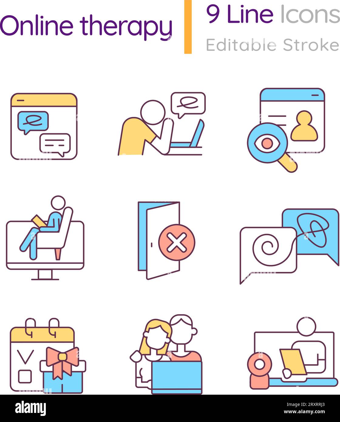 Editable colorful line icon set for online therapy Stock Vector Image ... Editable colorful line icon set for online therapy Stock Vector Image ...