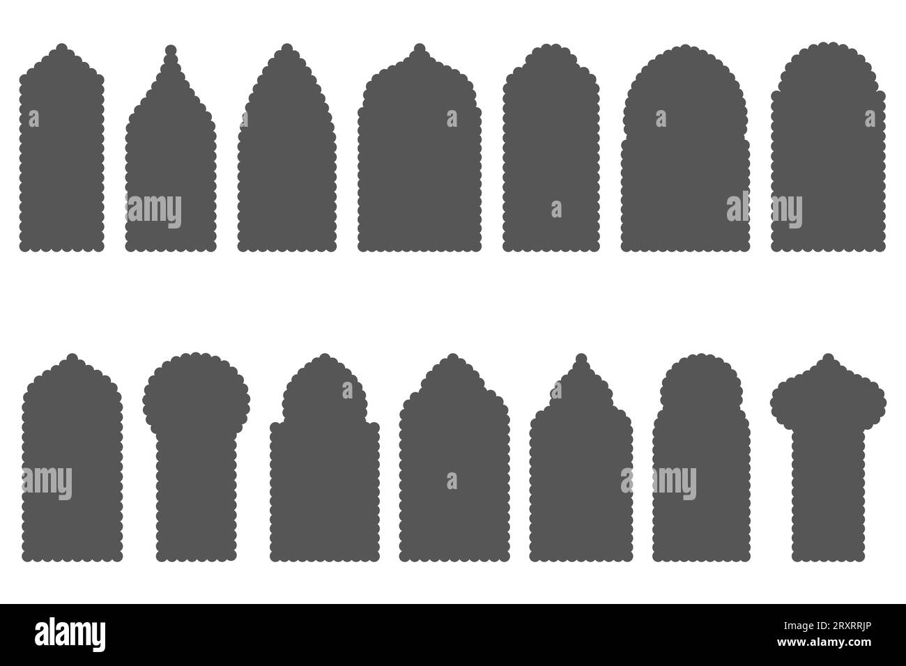 Scallop edge window frame. Lace border shapes set. Simple frill ...