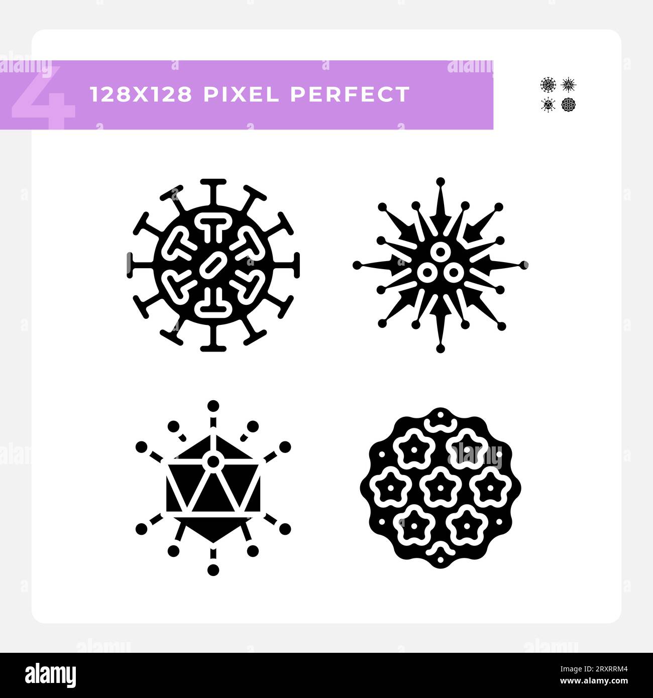 2D glyph style bacteria icons silhouette pack Stock Vector Image & Art ...