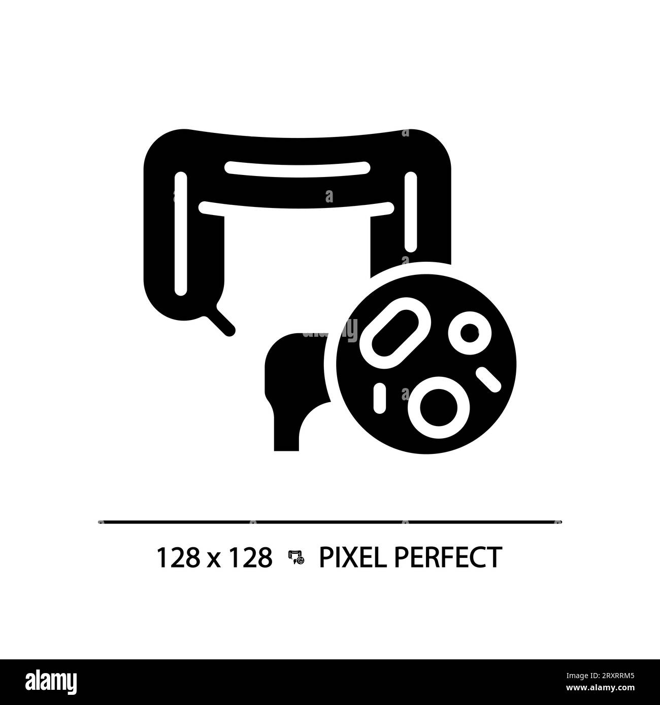 2D glyph style black intestine with bacteria simple icon Stock Vector ...