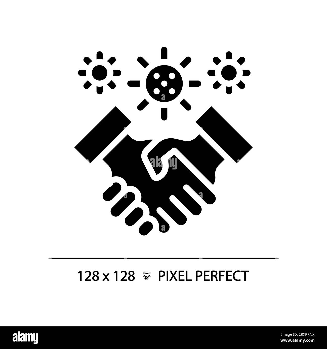 2D glyph style black handshake with virus simple icon Stock Vector ...