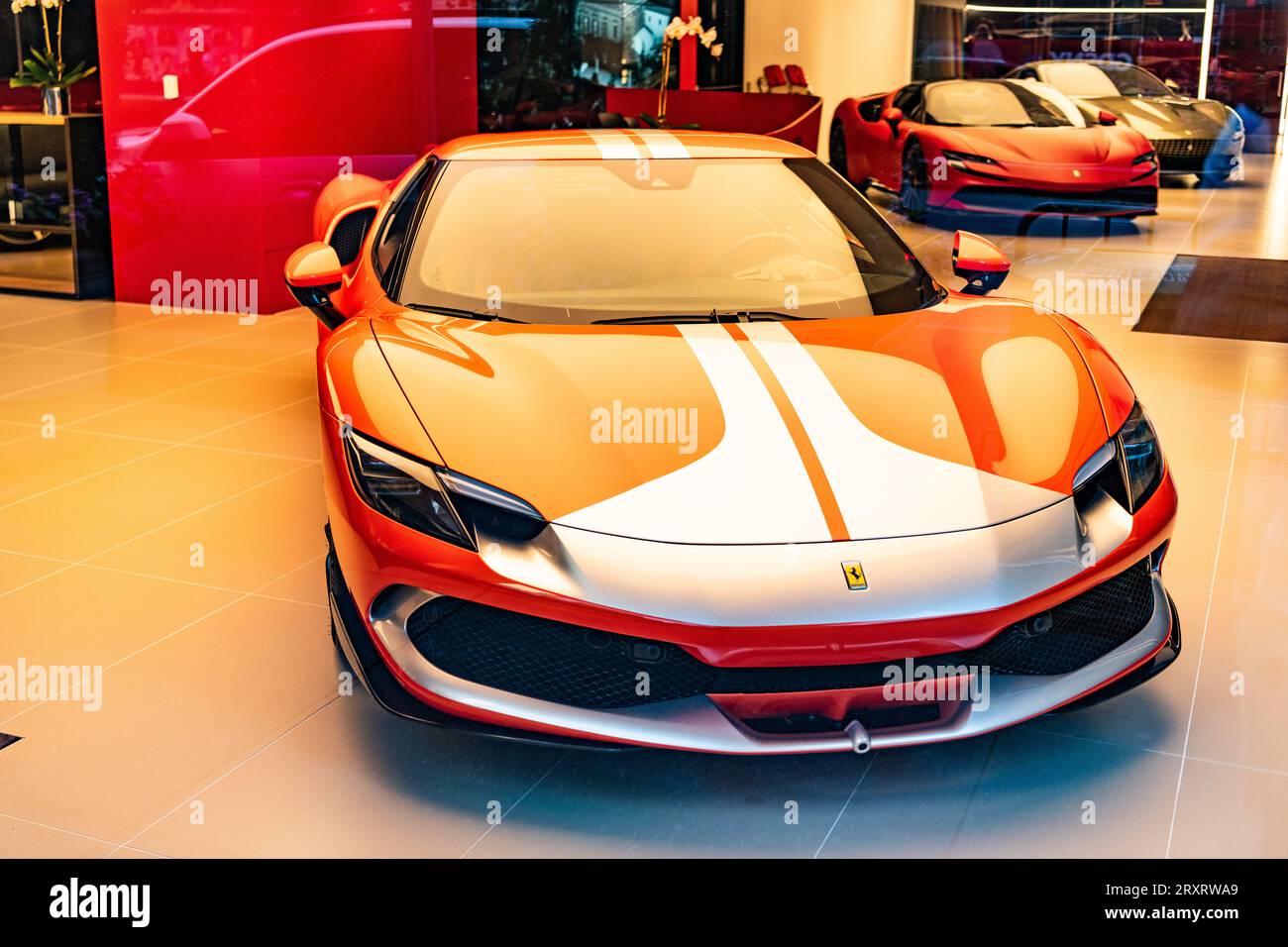 New York City, USA - August 09, 2023: Ferrari 296 GTS 2022 tuned sport ...