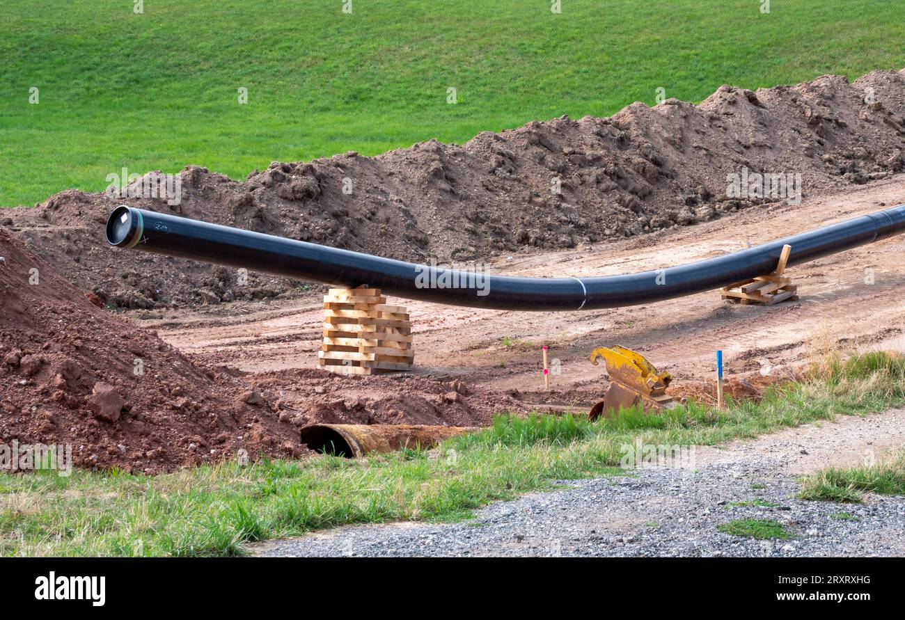 Laying a gas pipe route on the construction site Stock Photo - Alamy