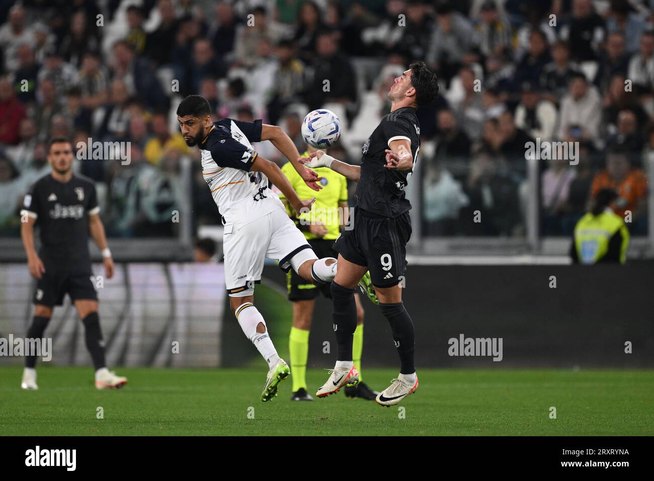Hamza Rafia (Lecce)Dusan Vlahovic (Juventus) during the Italian "Serie ...
