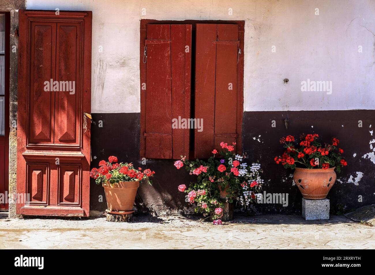 Traditional half-timbered houses in Bera, a small village in Spain near ...