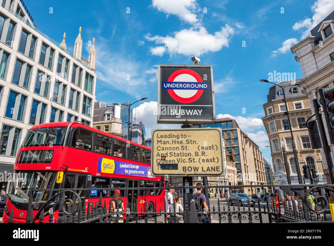 Subway entrance at the corner of Queen Victoria and Cannon streets ...