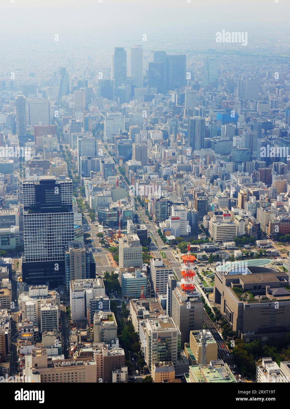 An aerial photo shows an area around Sakae Station in Nagoya, Aichi ...