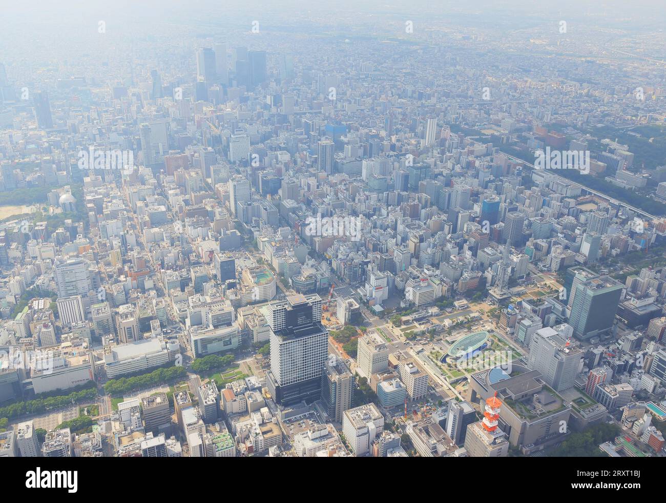 An aerial photo shows an area around Sakae Station in Nagoya, Aichi ...