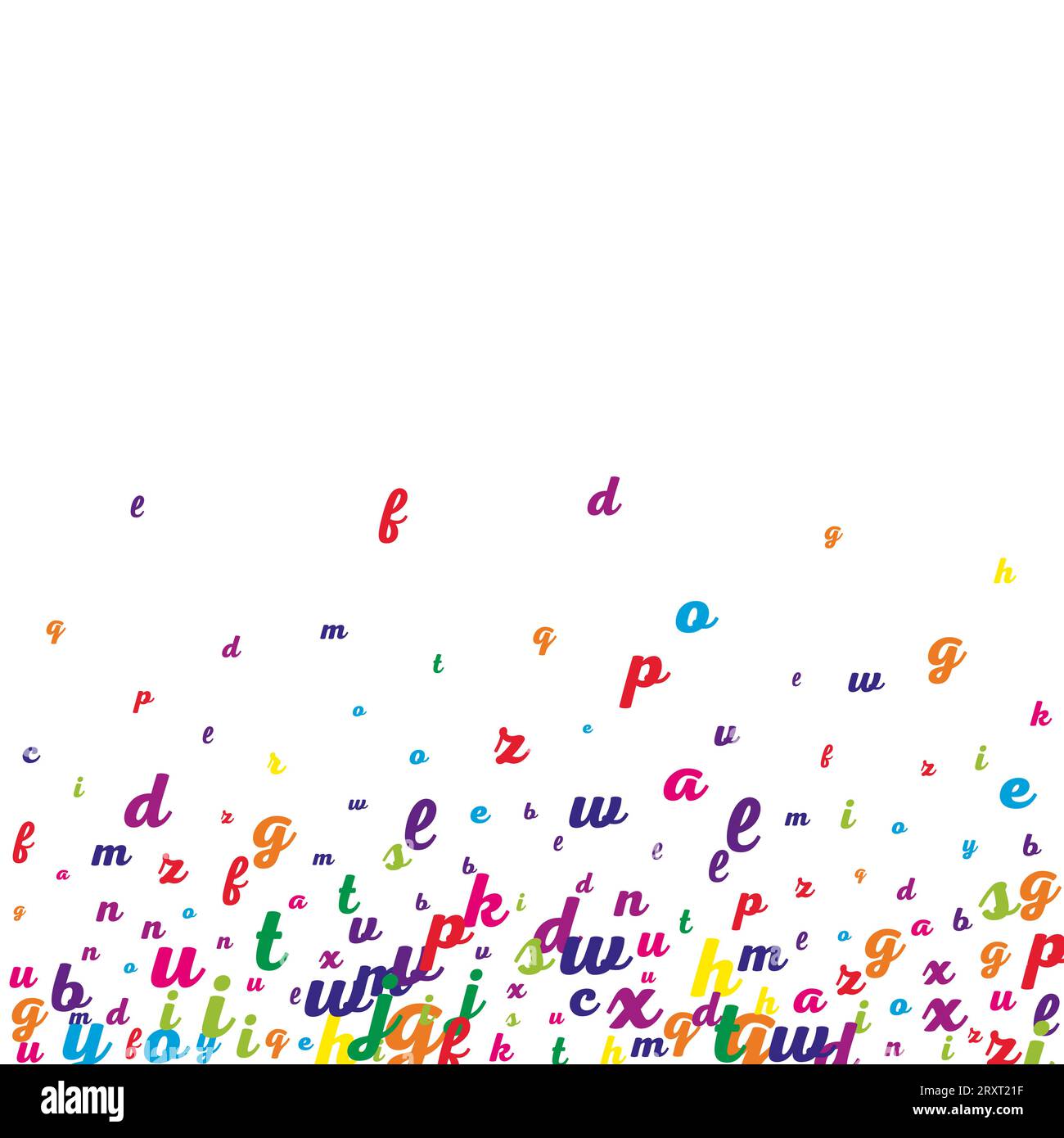 Scattered letters of latin alphabet. Colorful childish floating ...