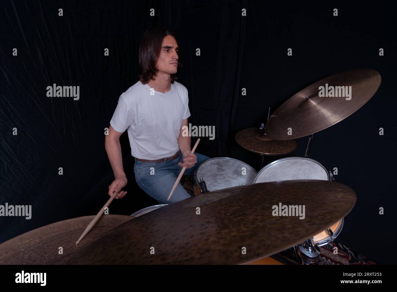 Man handsome drummer hi-res stock photography and images - Alamy