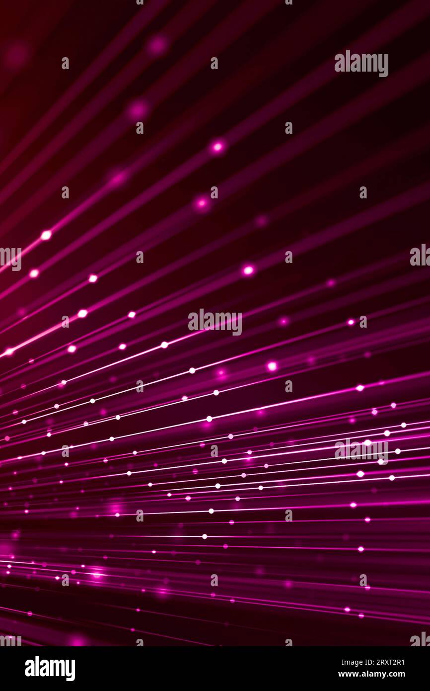 Led fiber rays, tech background, Connected dot. fast communication ...