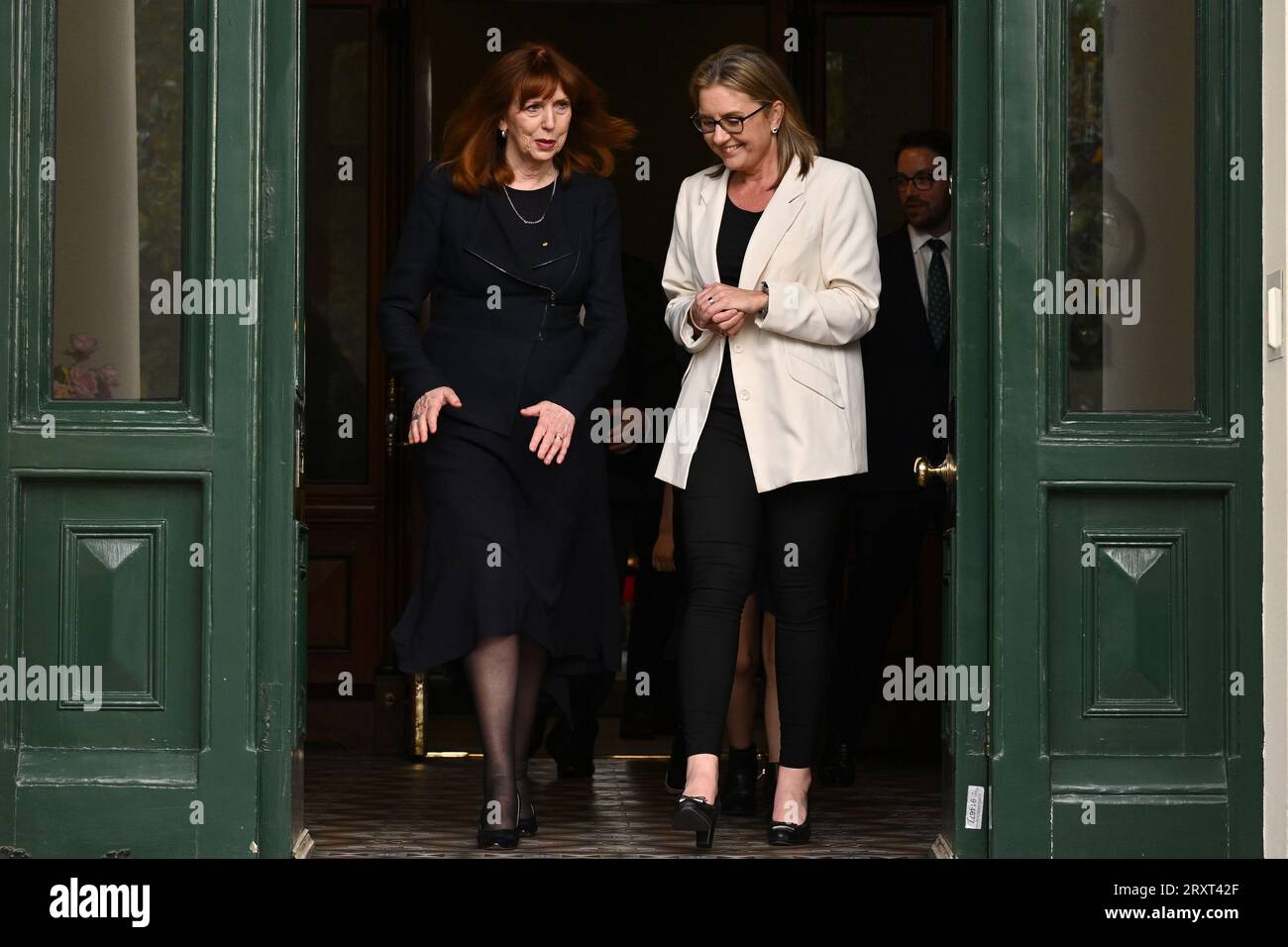 Victorian Premier Jacinta Allan (right) speaks with Governor of ...