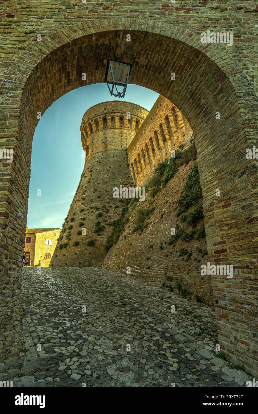 The cylindrical keep of the Rocca di Acquaviva Picena, the majestic ...