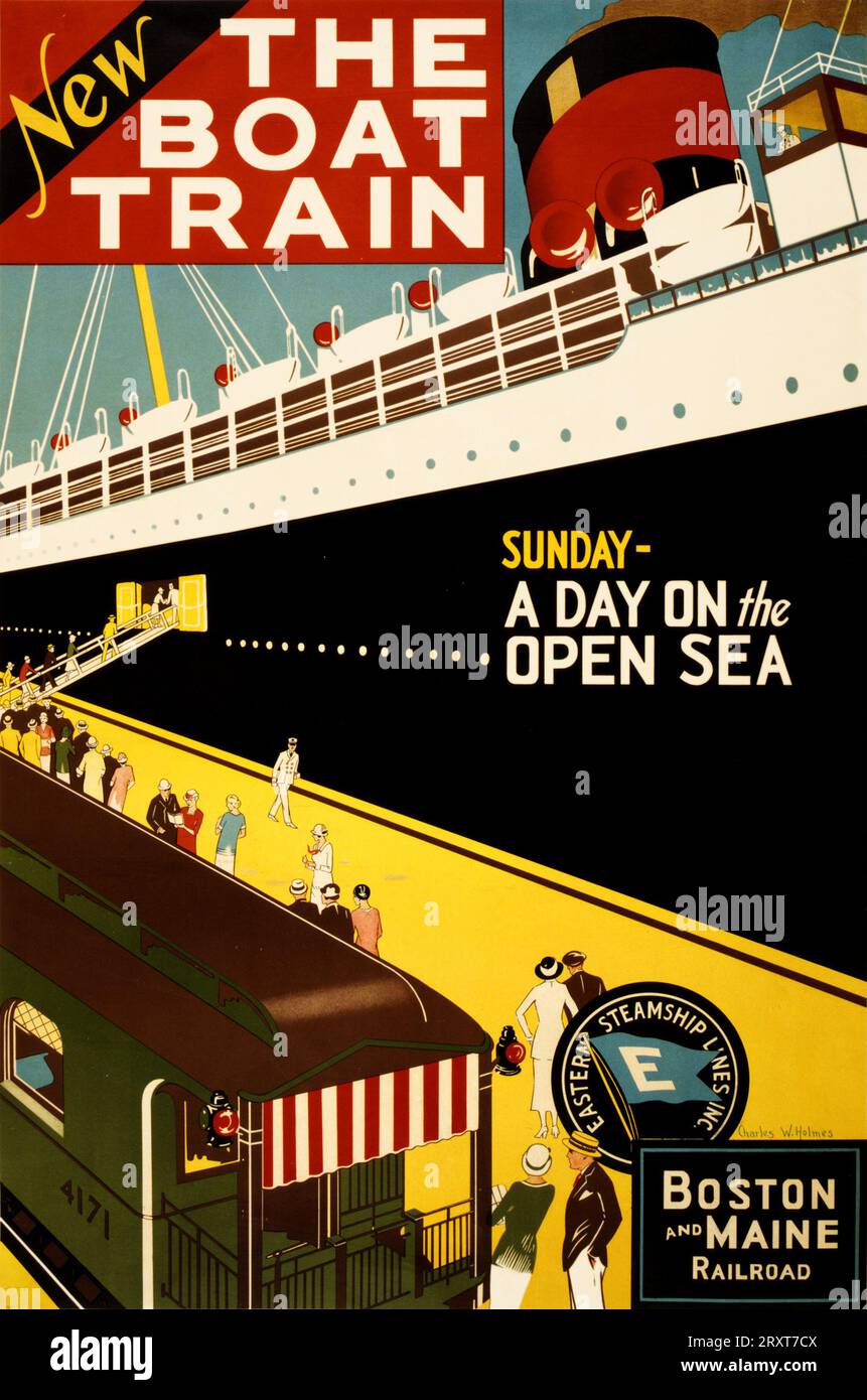 New: the boat train, travel poster, 1925 New: the boat train. Sunday ...