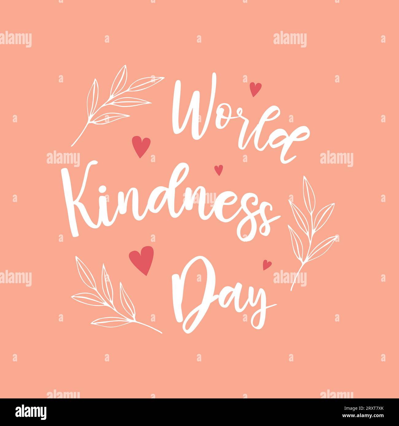 World kindness day poster pink and white colors. Lettering and doodle ...