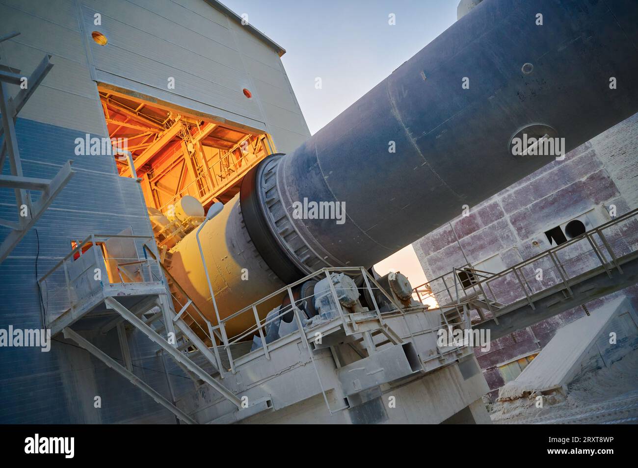 Part of giant rotating furnace for limestone roasting Stock Photo - Alamy