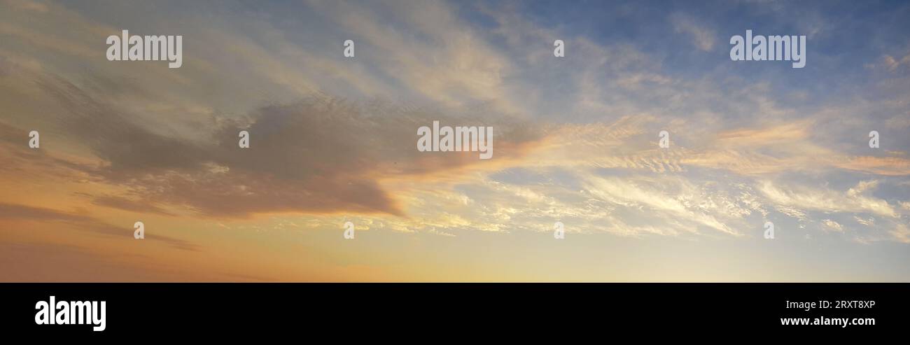 Panoramic pastel color sunset sky background. Sky with cloud, beautiful ...