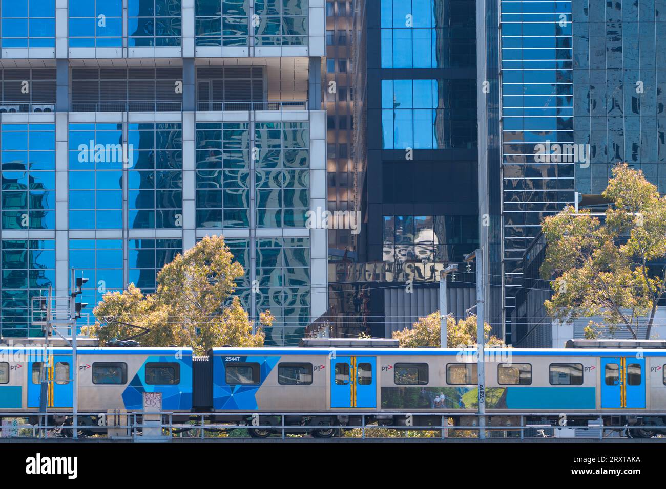 Public transport Melbourne showing an electric passenger train ...