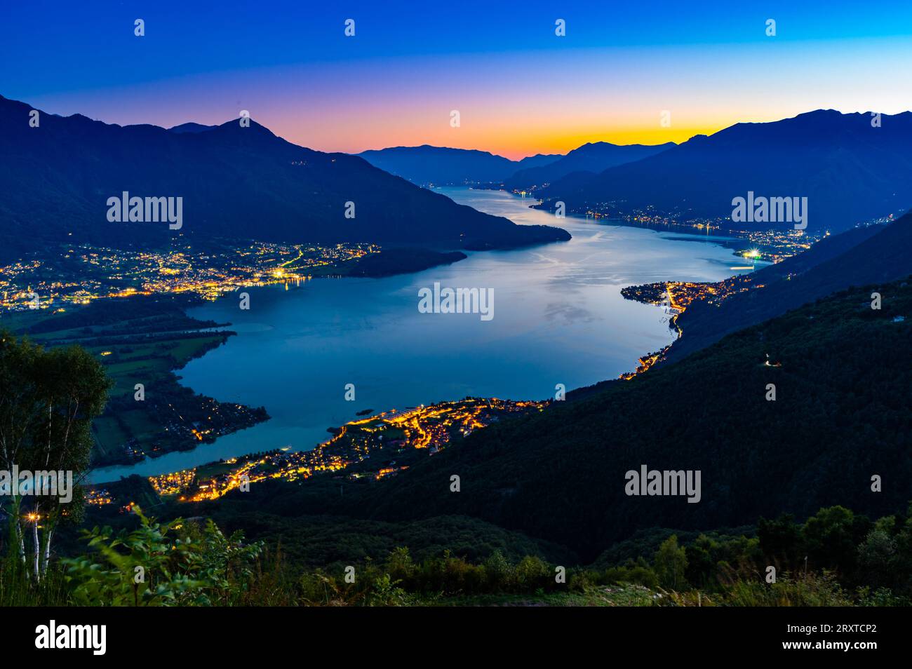 Lake Como, photographed by Gera Lario, in the evening. View of the ...