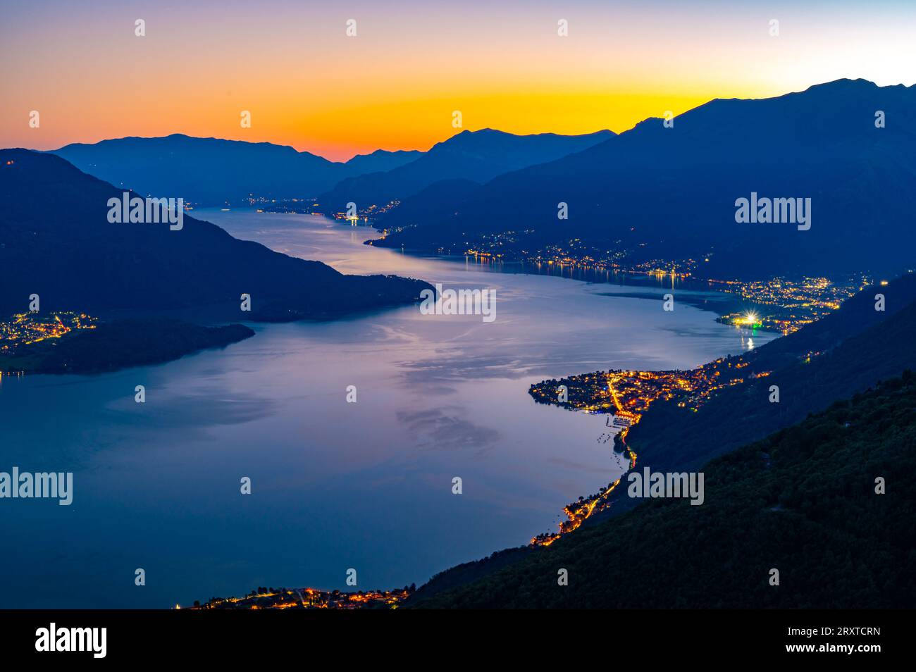 Lake Como, photographed by Gera Lario, in the evening. View of the ...