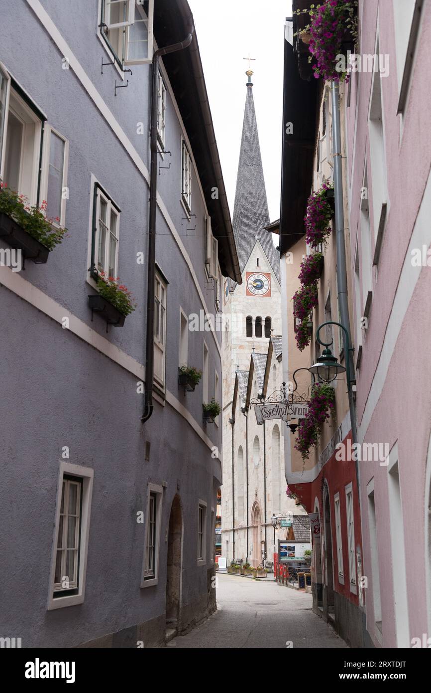 Evangelische Pfarrkirche Hallstatt (Protestant Church) in historic ...