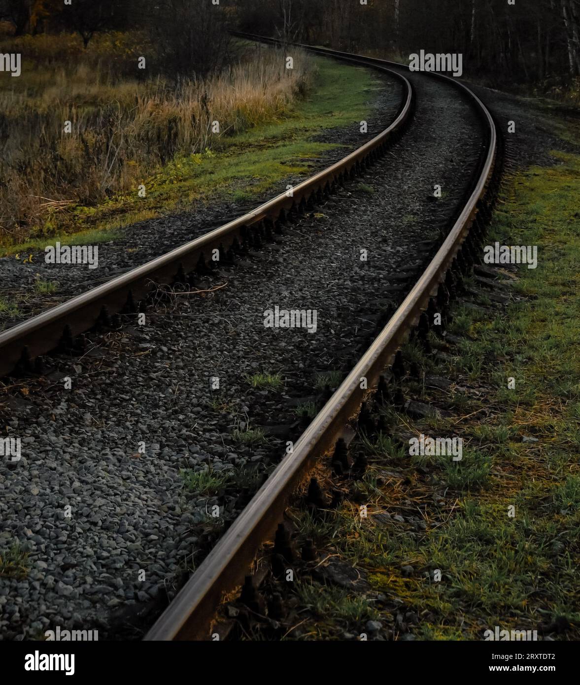 Old abandoned railway track closeup, railroad ties of train tracks ...