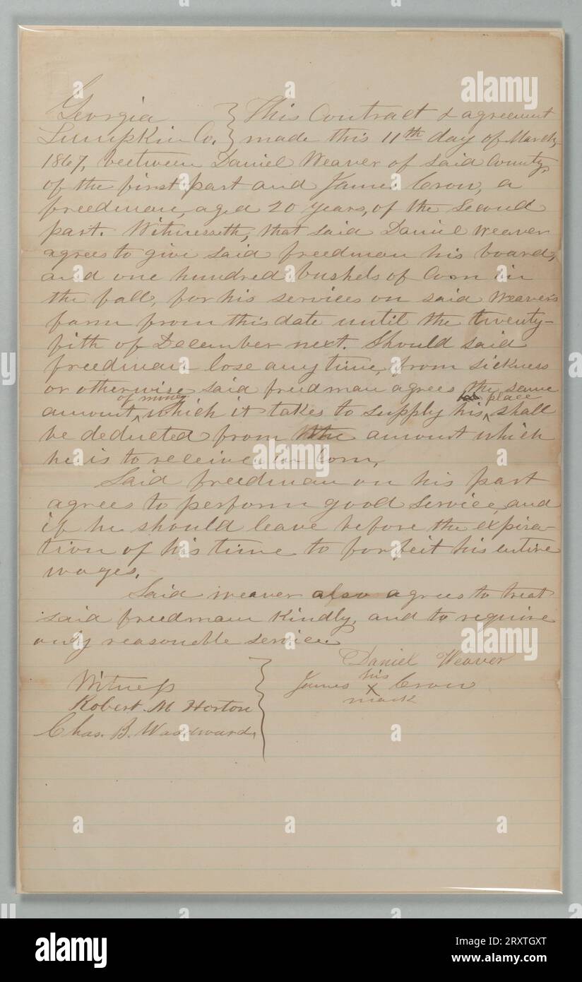 Sharecropper's agreement between Daniel Weaver and James Crow March 11 ...