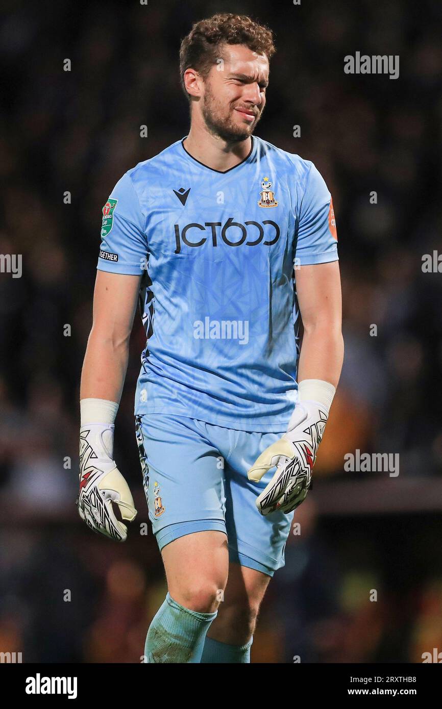 Bradford, United Kingdom on 26 September 2023 Bradford City goalkeeper ...