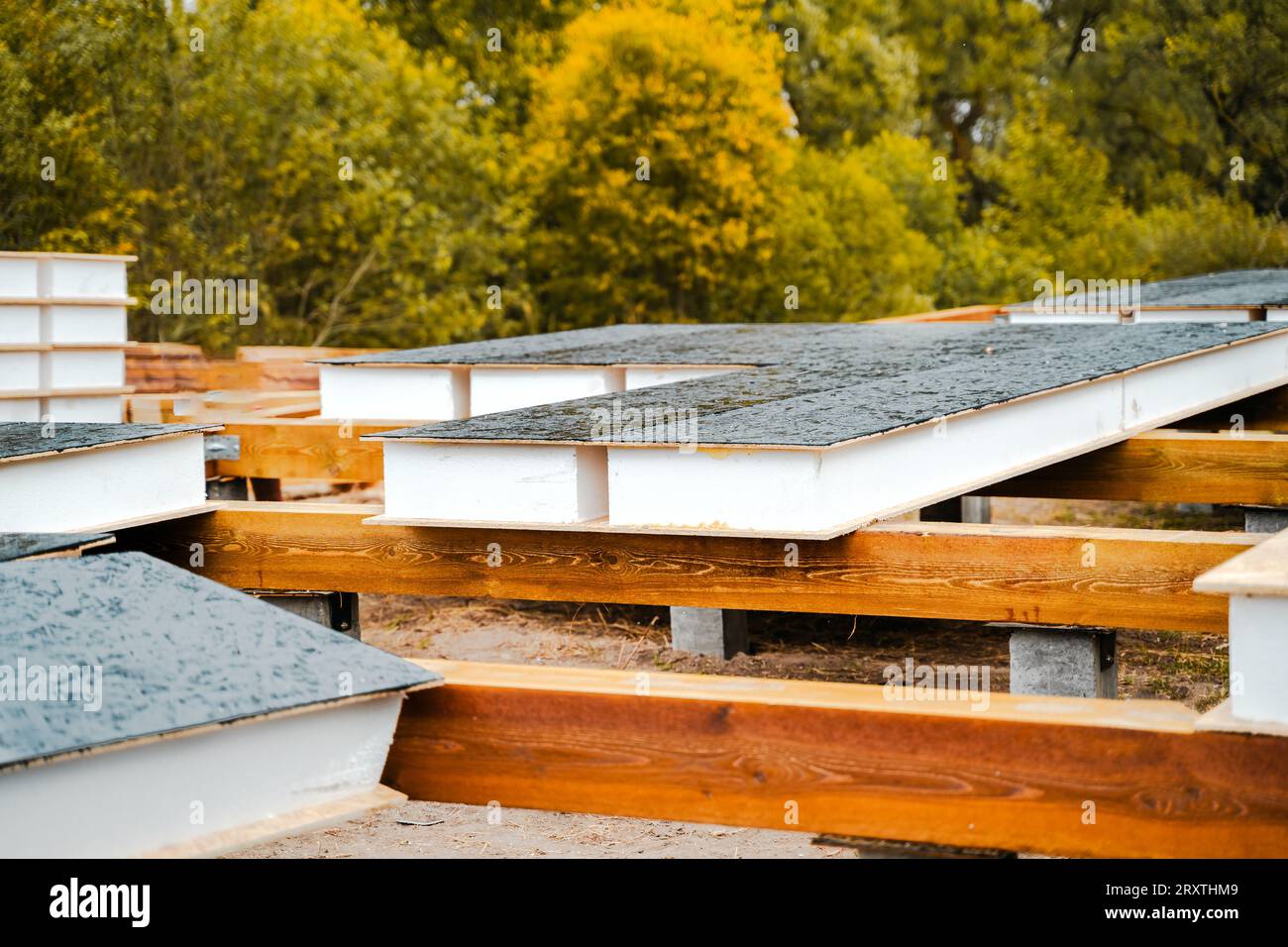 Building construction of wooden frame house made of SIP structural ...