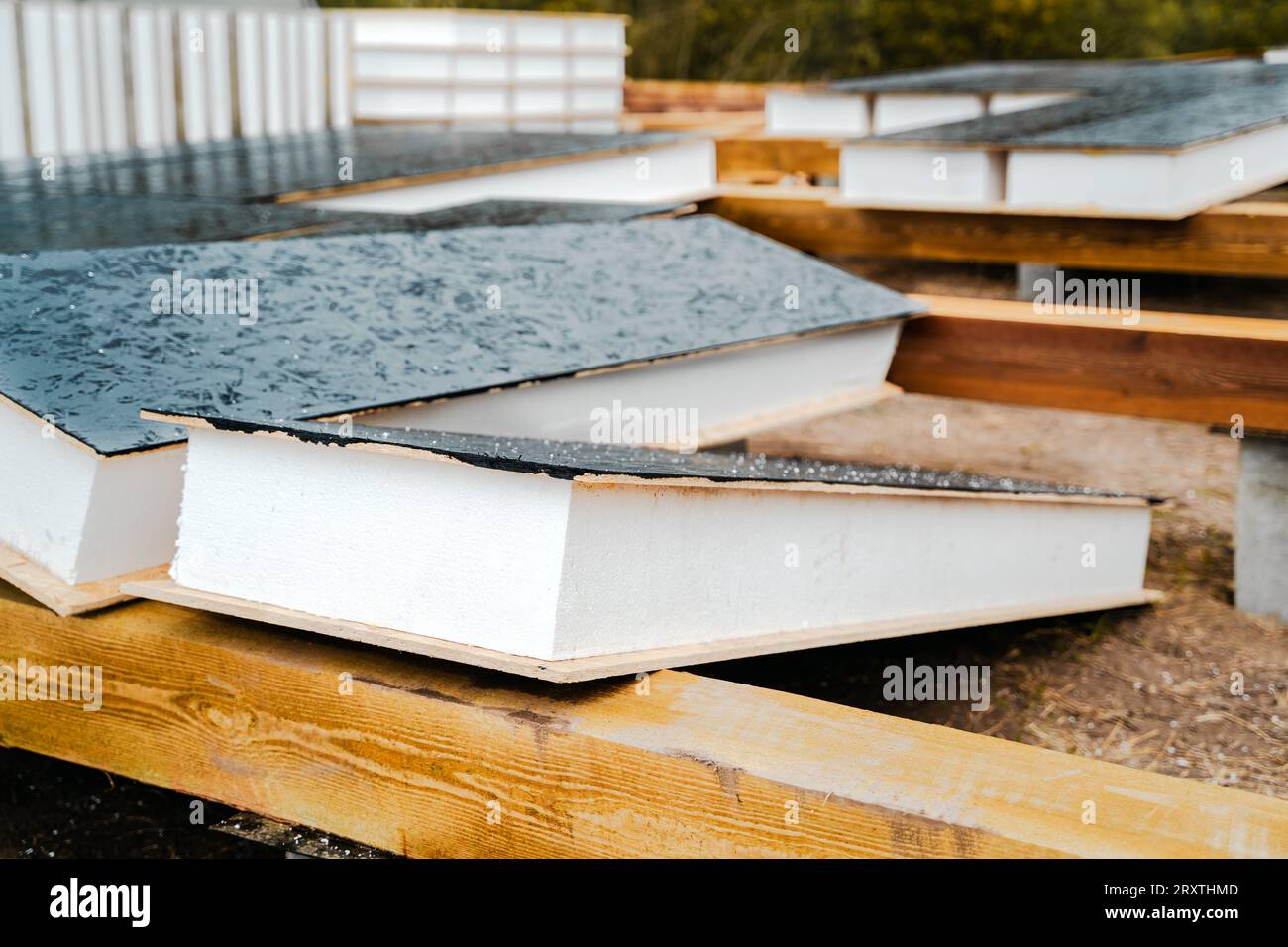 Building construction of wooden frame house made of SIP structural ...