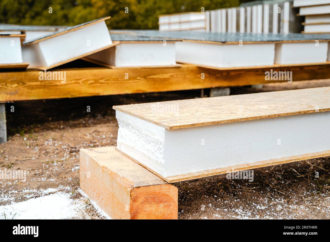 Building construction of wooden frame house made of SIP structural ...