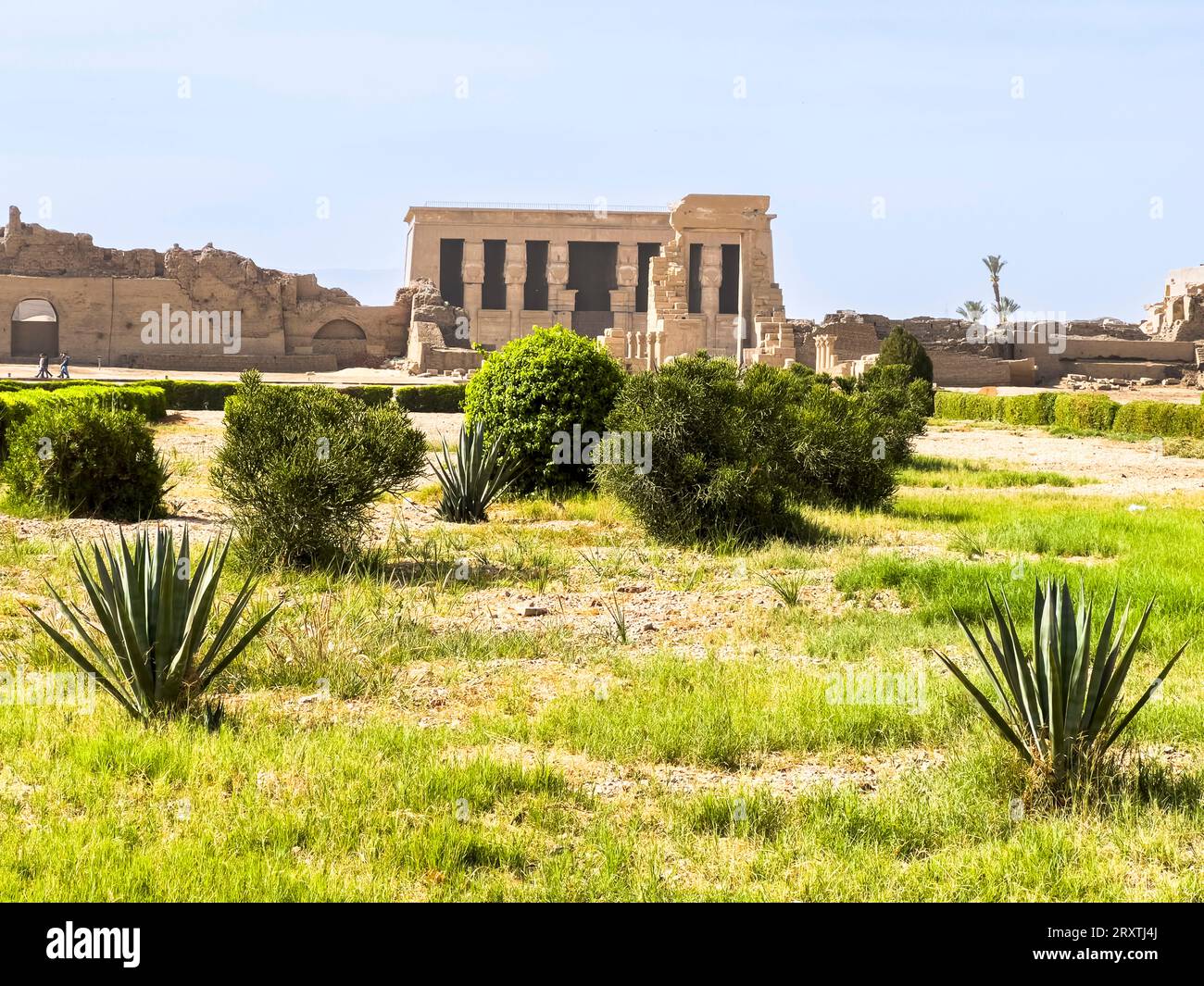 Exterior view of the northern entrance of the Temple of Hathor, Dendera ...