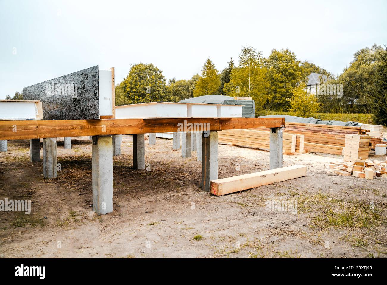 Building construction of wooden frame house made of SIP structural ...