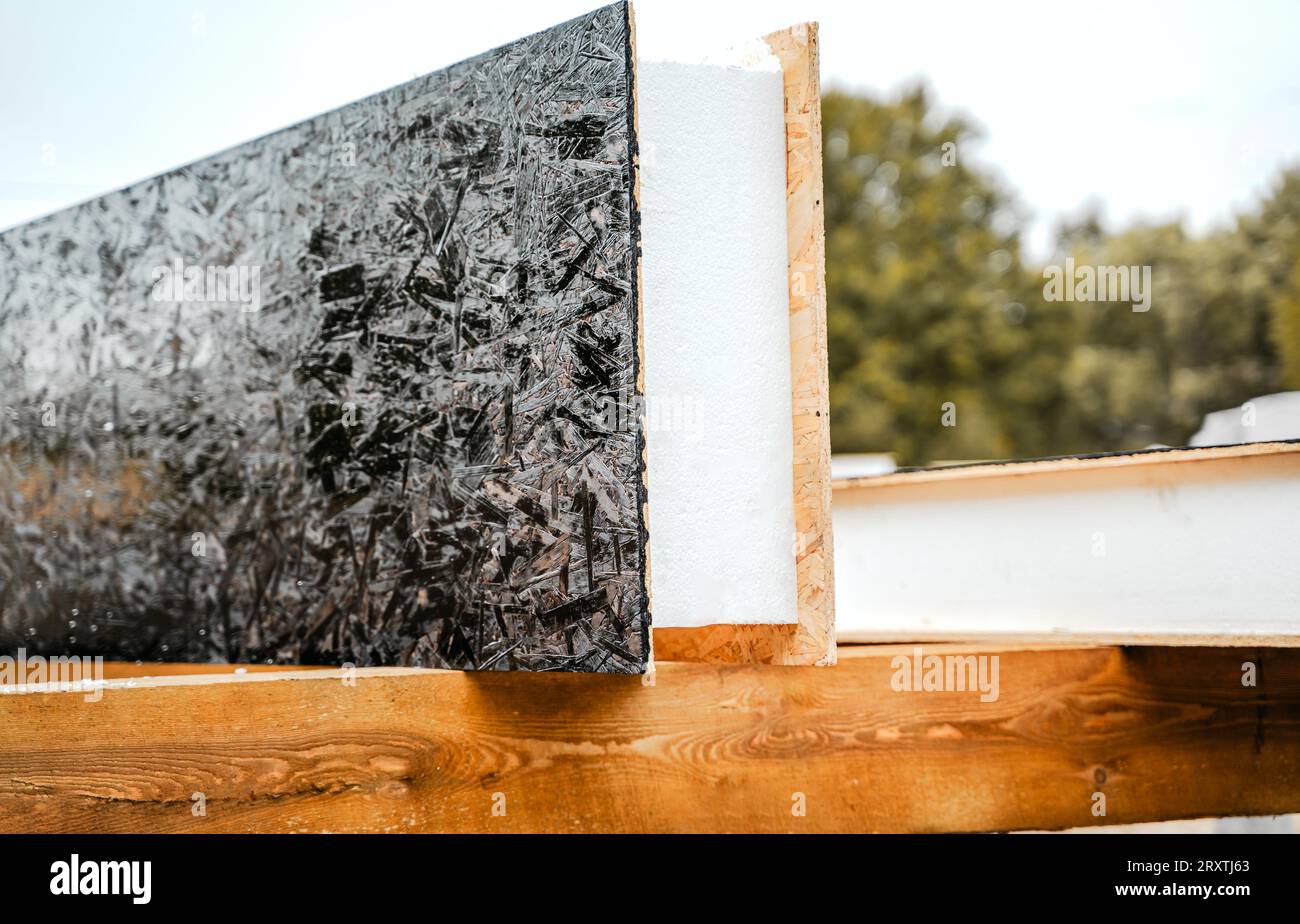 Building construction of wooden frame house made of SIP structural ...