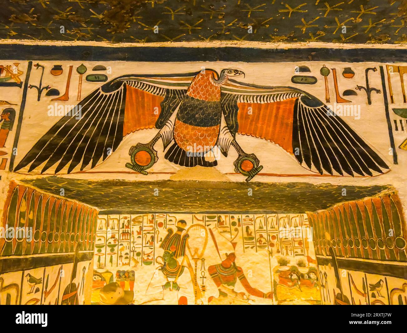 Reliefs and paintings in the tomb of Nefertari, the Great Wife of ...