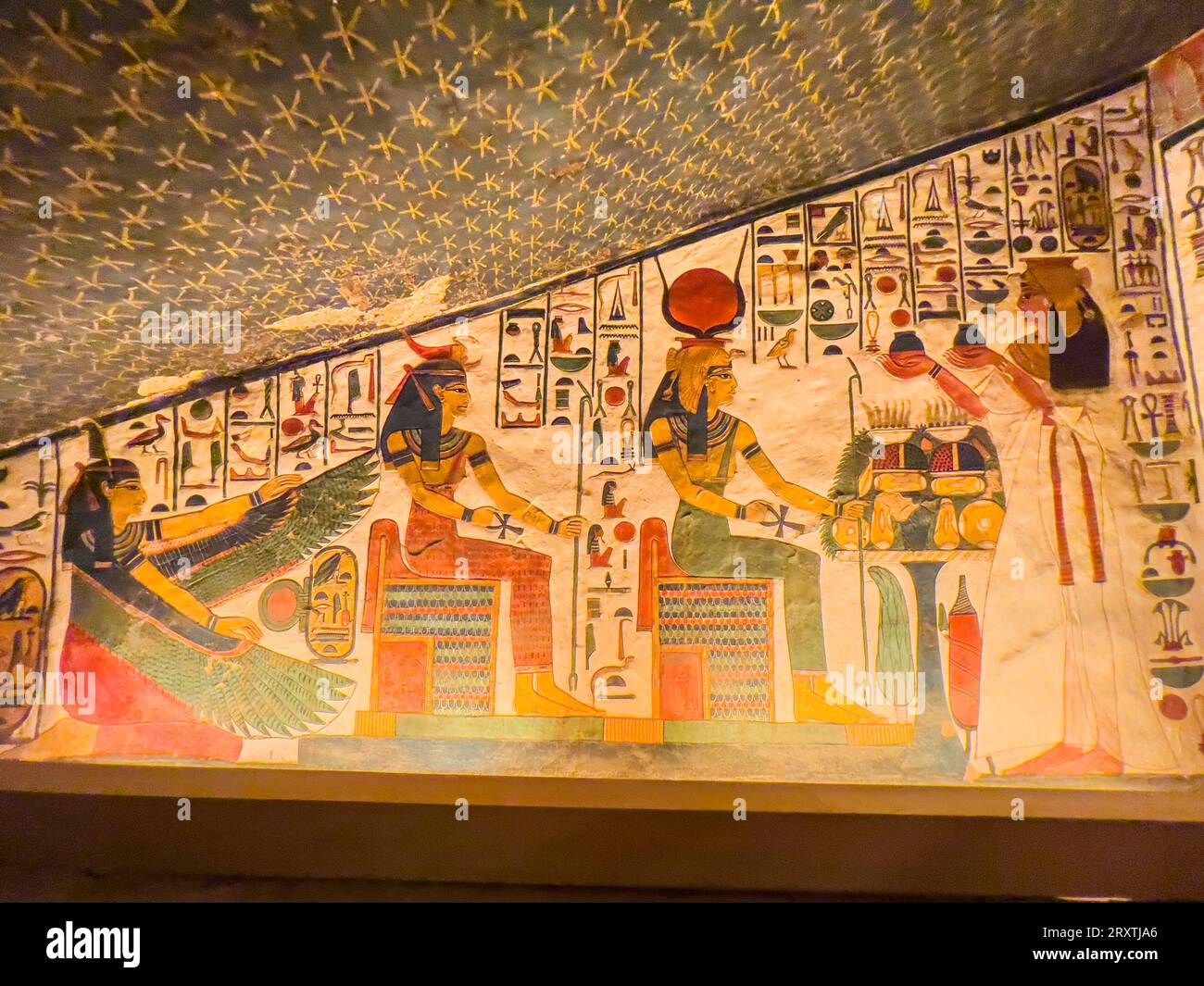 Reliefs and paintings in the tomb of Nefertari, the Great Wife of ...