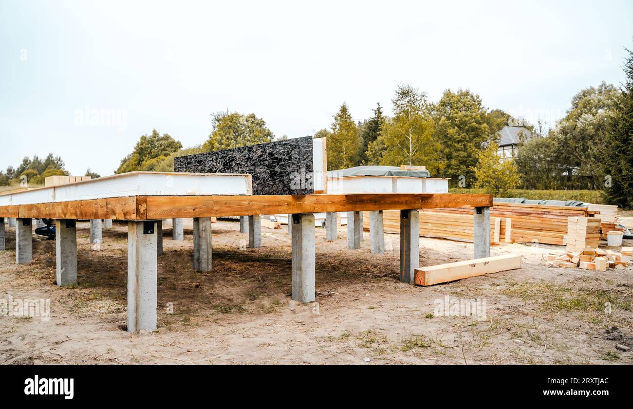 Building construction of wooden frame house made of SIP structural ...