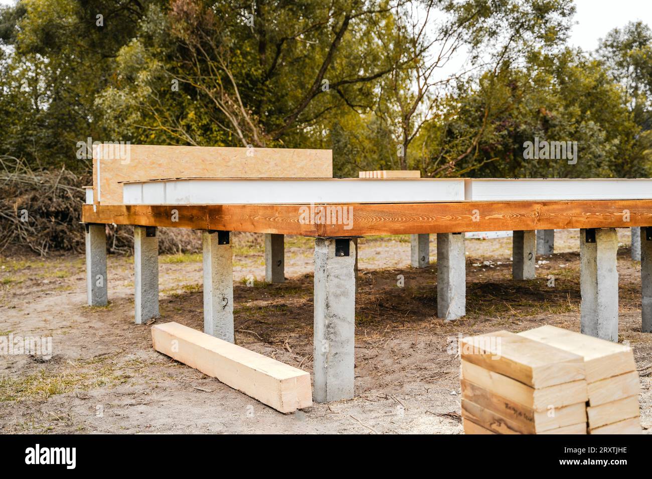 Building construction of wooden frame house made of SIP structural ...