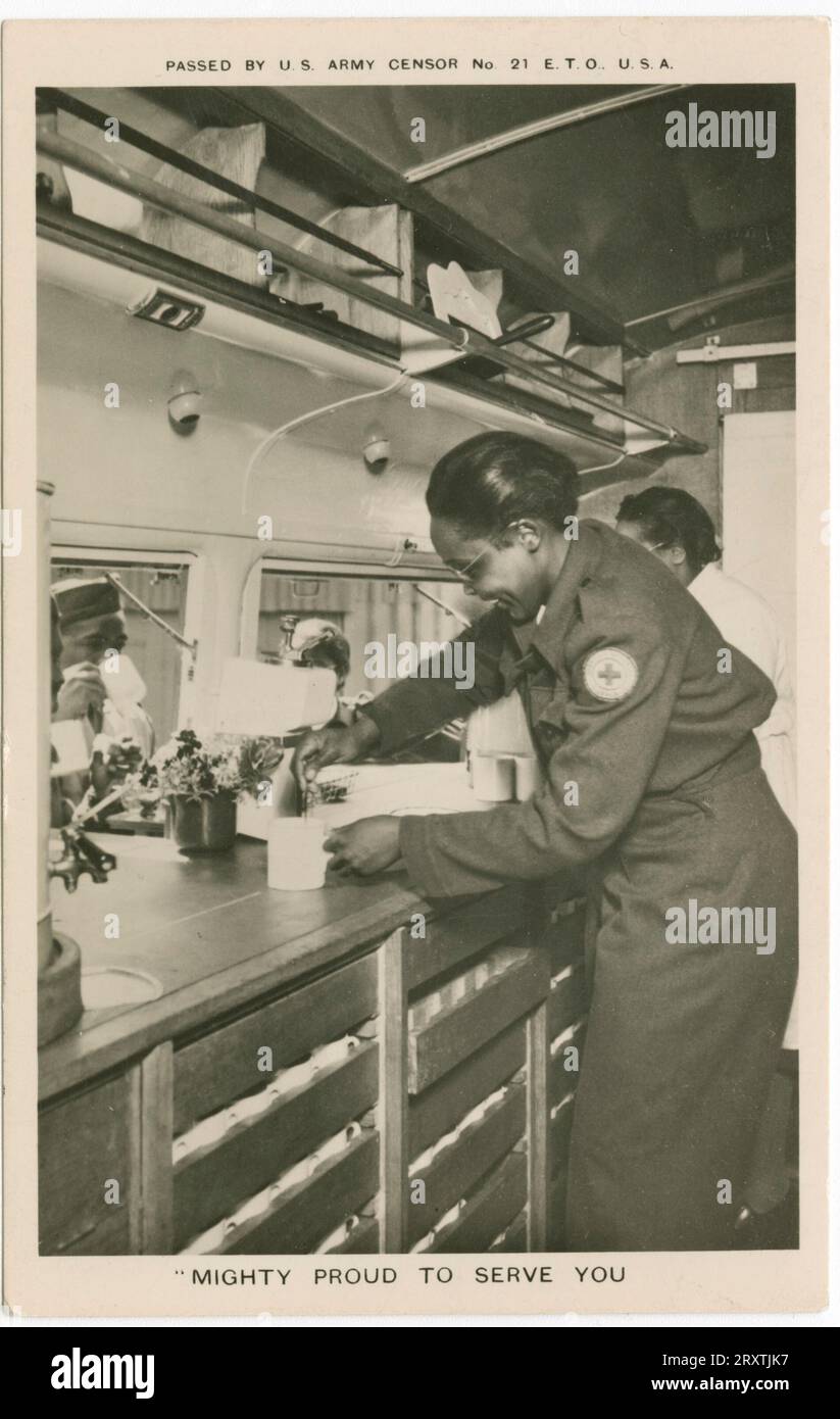 A photographic print of an American Red Cross "Clubmobile" and ...