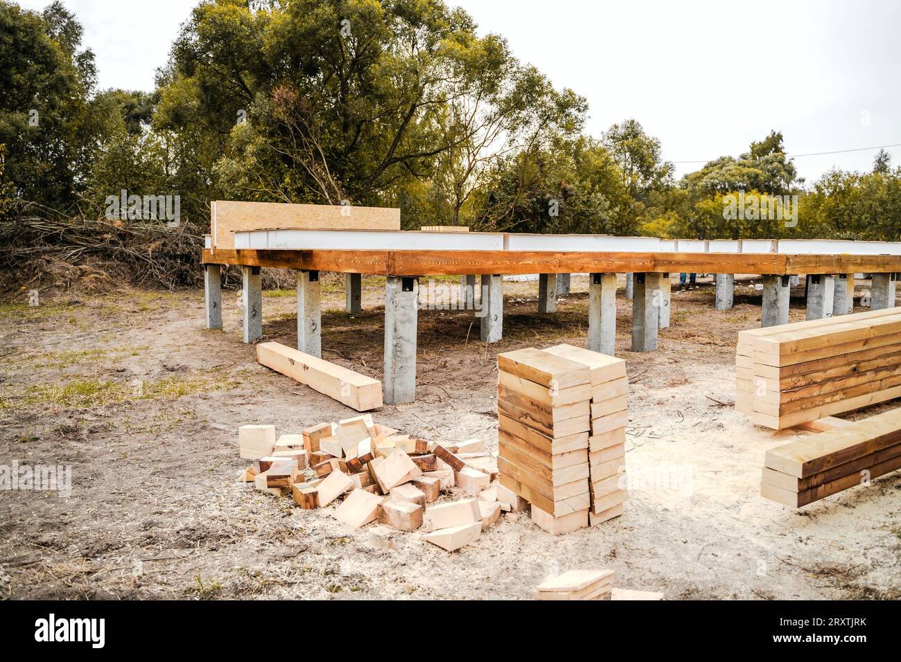 Building construction of wooden frame house made of SIP structural ...