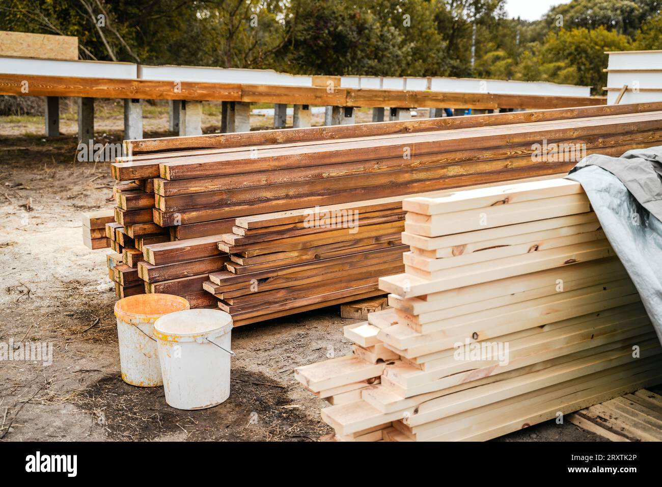 Building construction of wooden frame house made of SIP structural ...