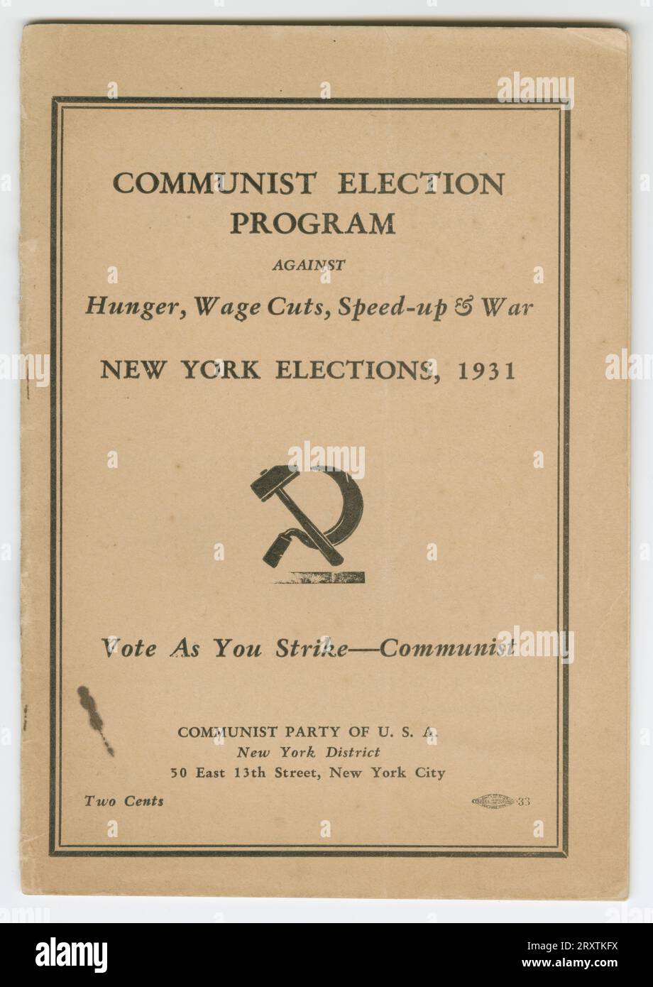 Communist Election Program Against Hunger, Wage Cuts, Speed-up & War ...