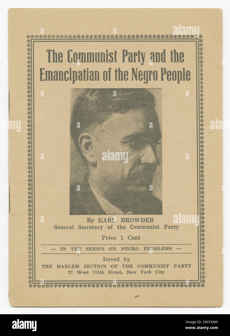 The Communist Party and the Emancipation of the Negro People 1934 Stock ...
