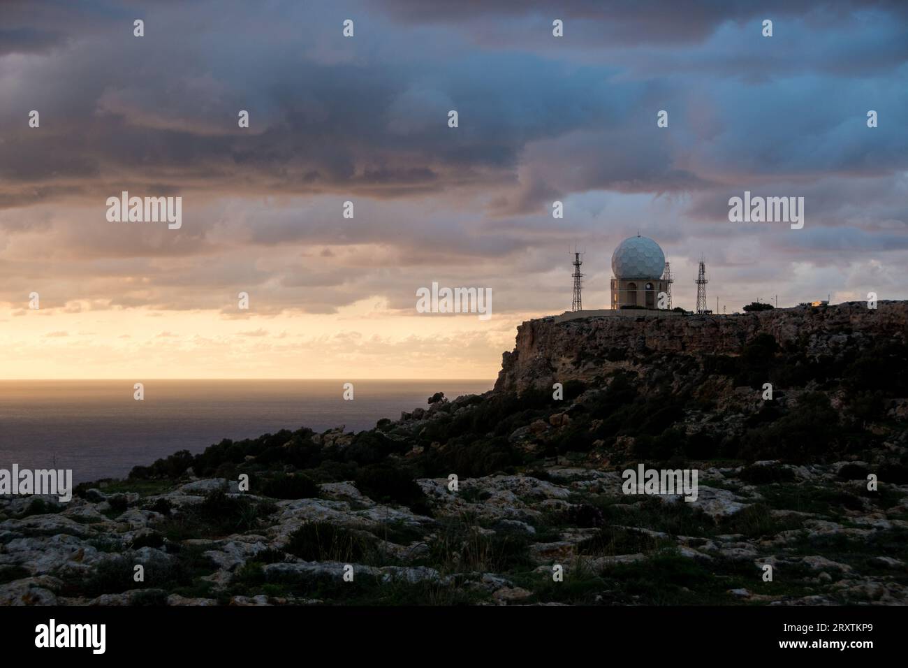Sunset at Dingi cliffs, Malta island Stock Photo - Alamy