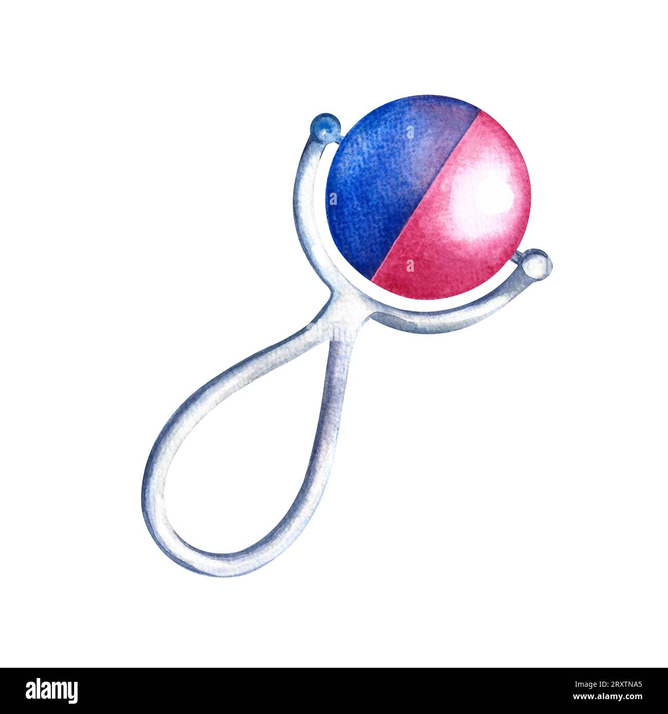 A baby rattle. Handmade watercolor illustration. Isolate. For the ...