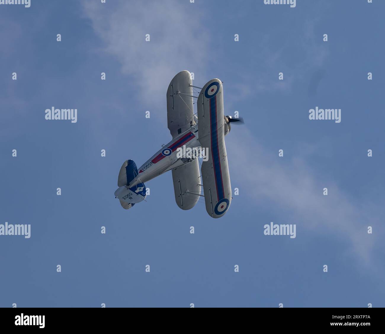 A preserved RAF Gloster Gladiator biplane at the 2023 Duxford Battle of ...