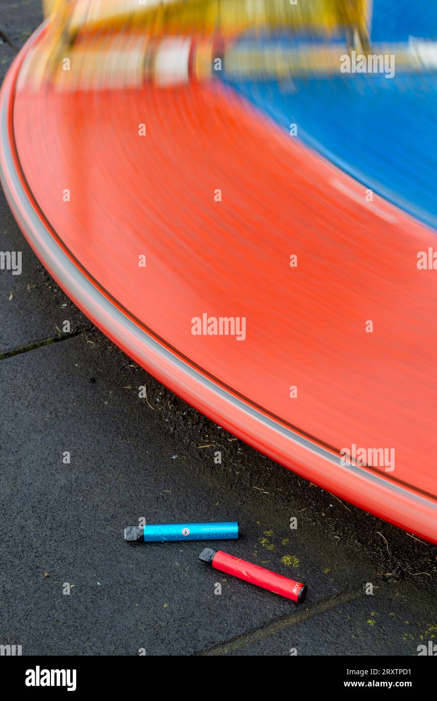 Used Disposable vapes discarded in a play park in Scotland Stock Photo ...